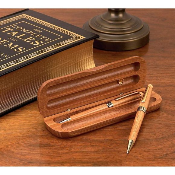 Office | Bamboo Ballpoint Pen And Pencil Set With Matching Bamboo ...